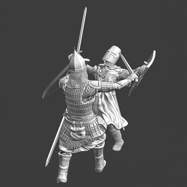 3D Printable Medieval duel Novgorod warrior vs. crusader knight by ...