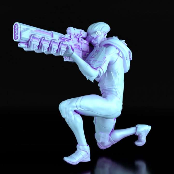 3D Printable Sci Fi/ Cyberpunk Alien Sniper by The Miniature Underground