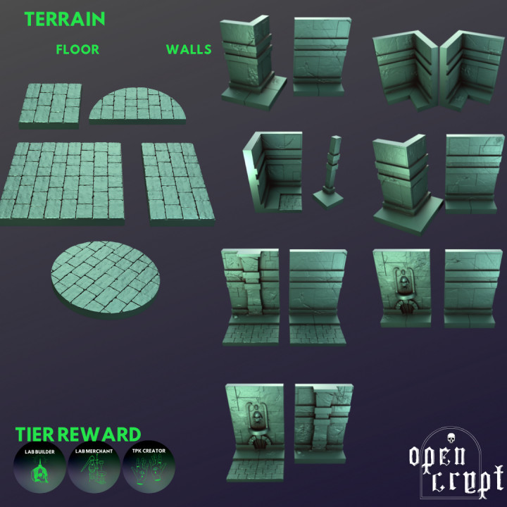 3D Printable Crypt Tiles - Floor and Walls by TPK Lab