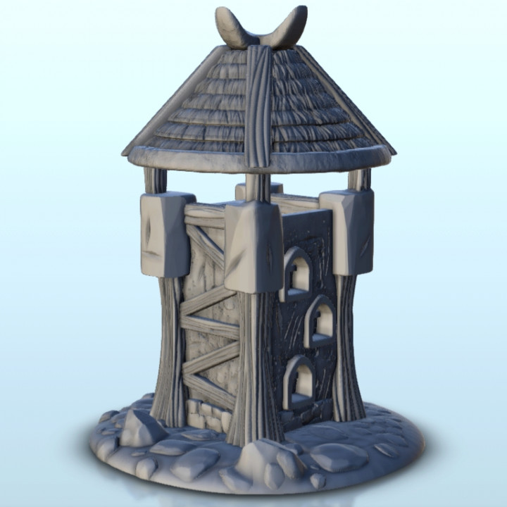 3D Printable Watchtower in wood and stone 4 - Medieval scenery terrain ...