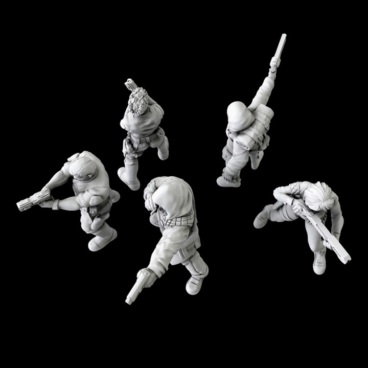 3D Printable Scout Crew Action Pack Miniatures by 2nd Dynasty