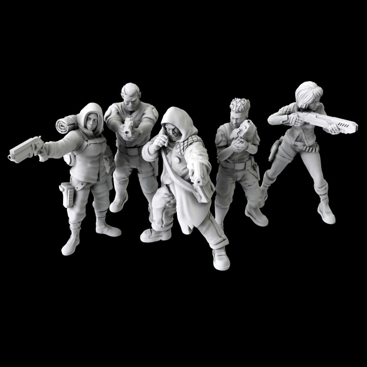3D Printable Scout Crew Action Pack Miniatures by 2nd Dynasty