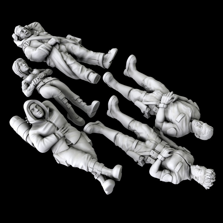 3D Printable Scout Crew Lying Down Pack Miniatures by 2nd Dynasty