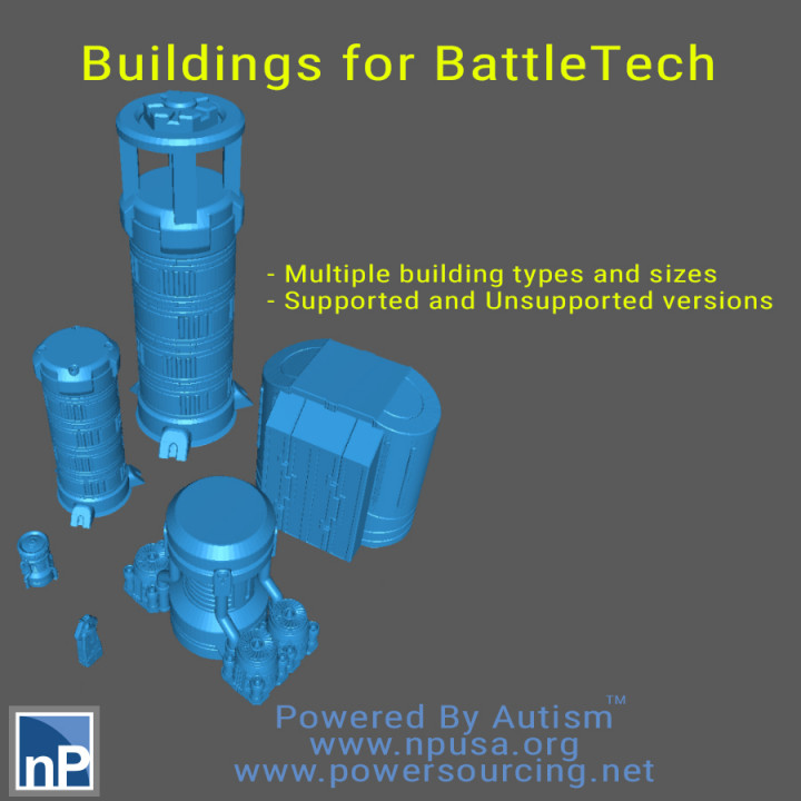 3D Printable BattleTech Building Collection 01 by nonPareil Institute