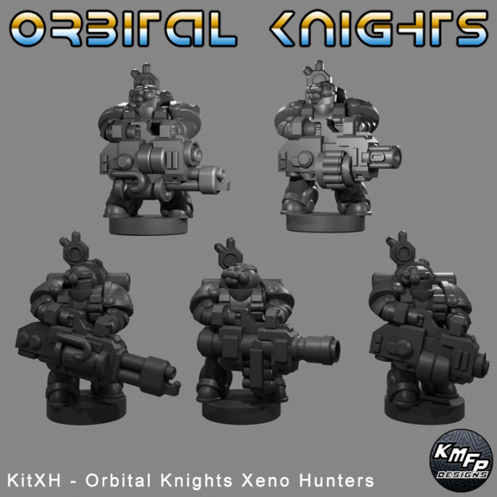 3D Printable Orbital Knights - KitXH Xeno Hunters (6-8mm) by KMFP Designs