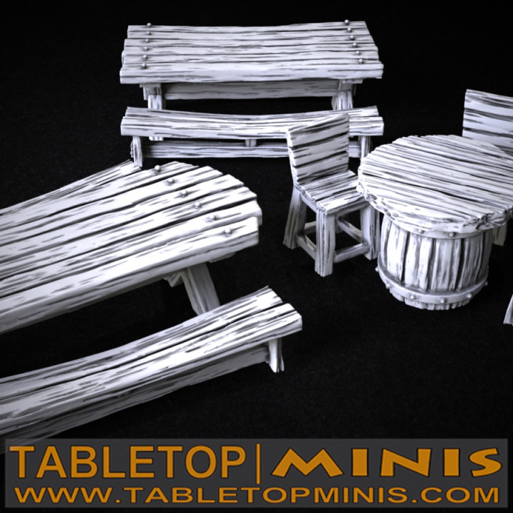 3D Printable Tavern Tables by TableTopMinis