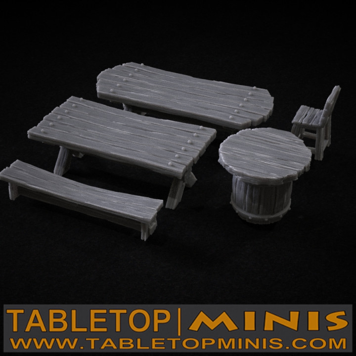 3D Printable Tavern Tables by TableTopMinis