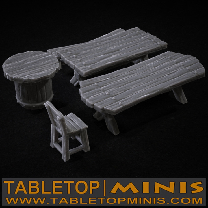 3D Printable Tavern Tables by TableTopMinis