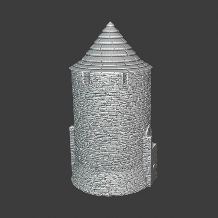 3D Printable Large medieval round tower .- Modular Castle System by ...