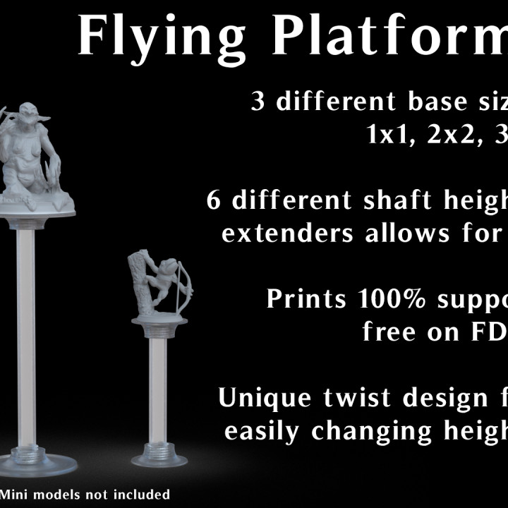 3D Printable Flying Platforms Support Free by Arcane Hound