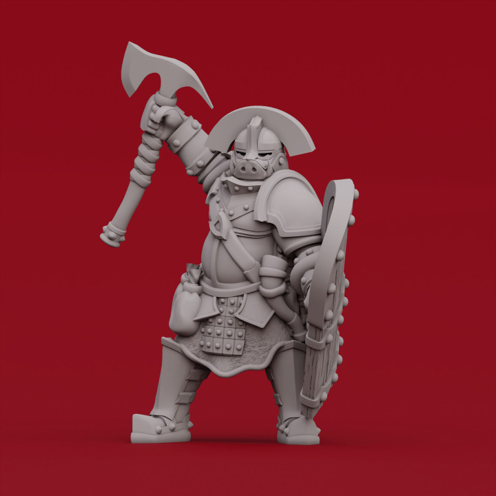 3D Printable Pig Orc Champion by vector.miniatures