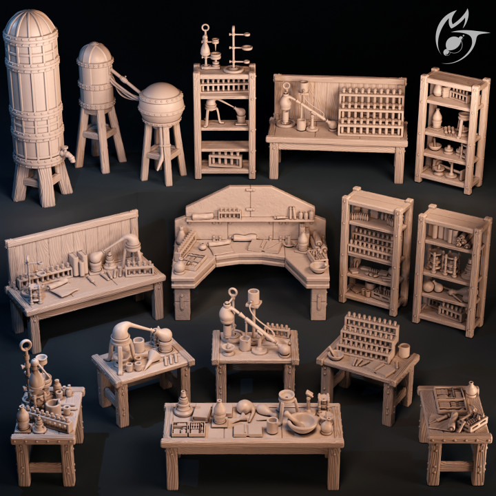 3D Printable Alchemist Laboratory Objects and Props by Making Tlon