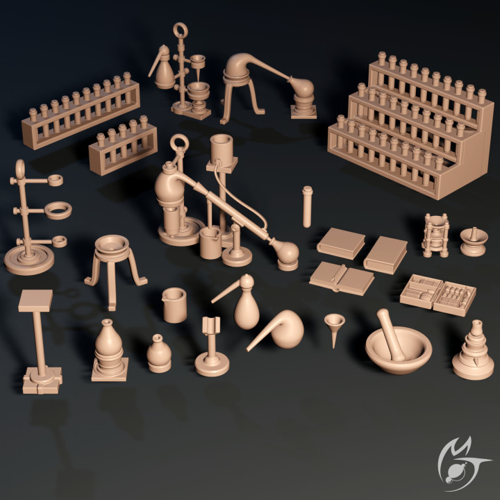 3D Printable Alchemist Laboratory Objects and Props by Making Tlon