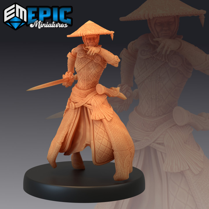 3D Printable Warrior Monk Female Running / Samurai / Sword Fighter ...