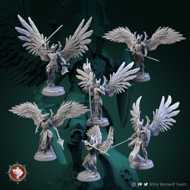 3D Printable Celestial Knights set 6 miniatures 32mm pre-supported by ...