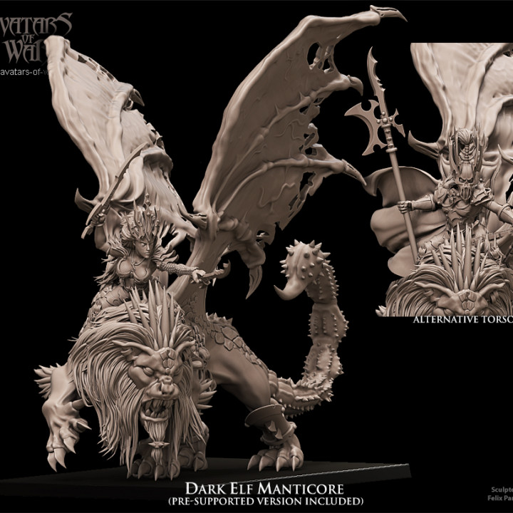 3D Printable Dark Elf Manticore by Avatars of War