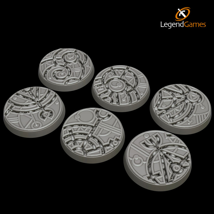 3D Printable LegendGames 32mm round Space Elf bases x6 by Legend Games