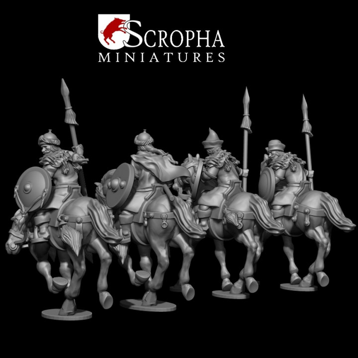 3D Printable Cuman levy Riders with spears by Scropha Miniatures