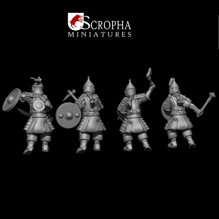 3D Printable Cuman warriors with hand weapons by Scropha Miniatures