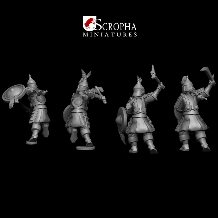 3D Printable Cuman warriors with hand weapons by Scropha Miniatures
