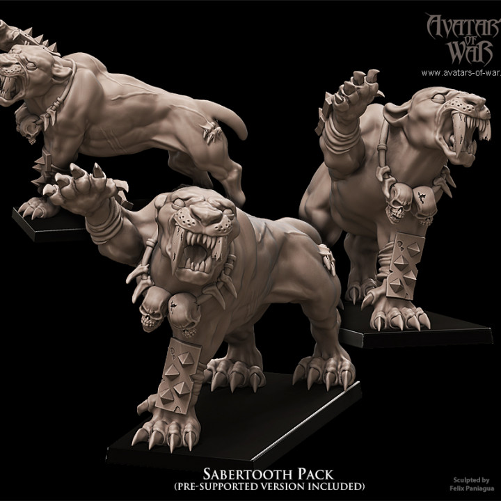 3D Printable Sabertooth Tigers pack by Avatars of War