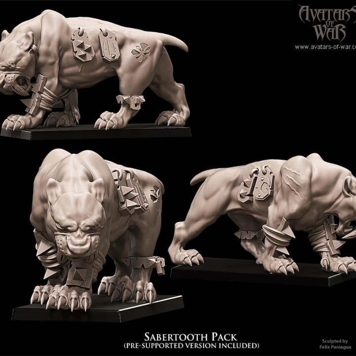 3D Printable Sabertooth Tigers pack by Avatars of War