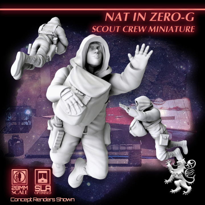 3D Printable Nat in Zero-G - Scout Crew Miniature by 2nd Dynasty