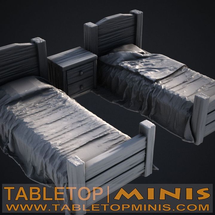 3D Printable Basic Bed Set by TableTopMinis