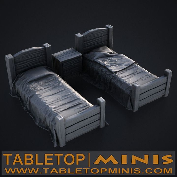 3D Printable Basic Bed Set by TableTopMinis