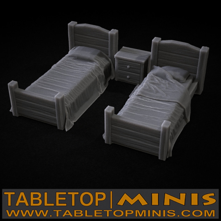 3D Printable Basic Bed Set by TableTopMinis