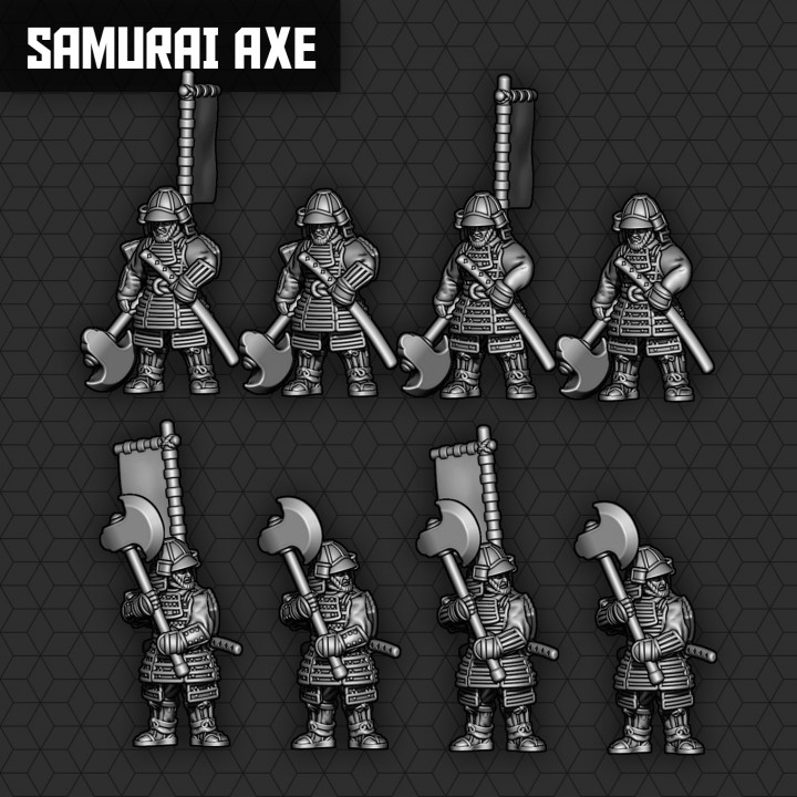 3D Printable Samurai Axe Units by Smol Miniatures