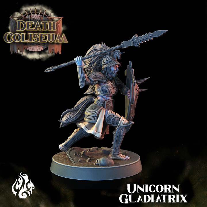 3D Printable Unicorn Gladiatrix by Crippled God Foundry