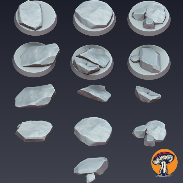 3D Printable Slate Rocks (and slate rock bases) by Nyverdale Tabletop