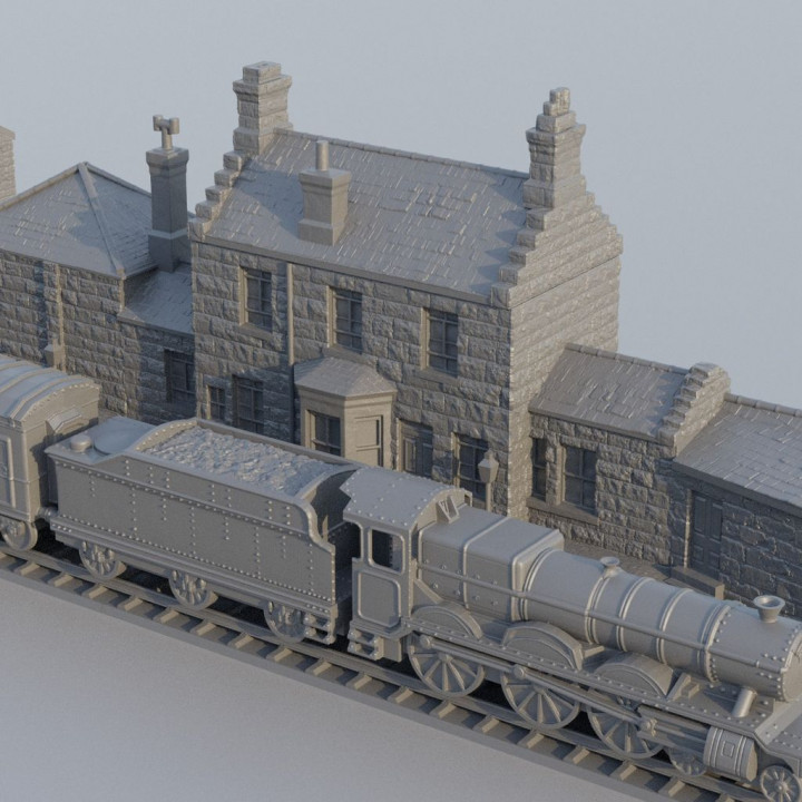 3D Printable Goathland Train Station and Train by Oliver Spaeth