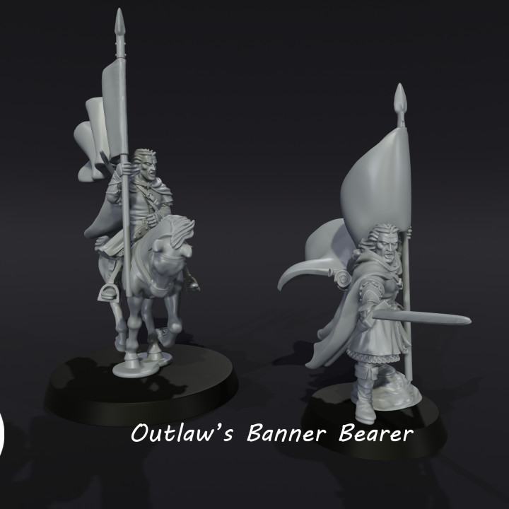 3D Printable Outlaw's Banner bearer by Medbury Miniatures