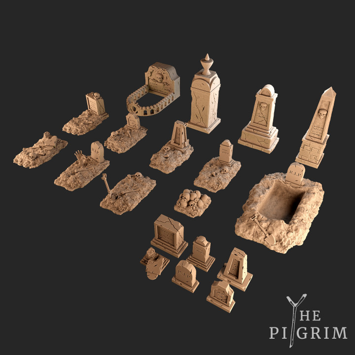 3D Printable Gravestones Set - TABLETOP TERRAIN DND RPG SCATTER by ...