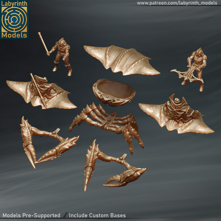 3D Printable Sea Elf Battle Crab kit - 32mm scale by Labyrinth Models