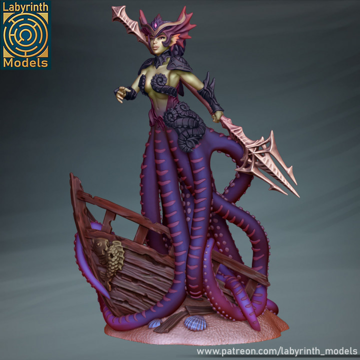 3D Printable Sea Elf Witch - 32mm scale by Labyrinth Models