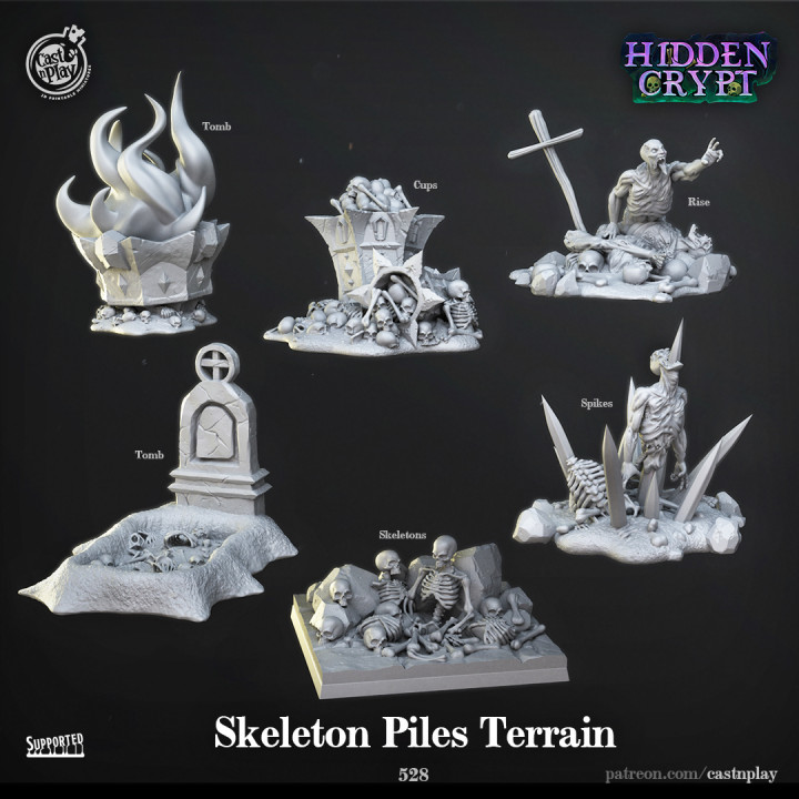 3D Printable Skeleton Piles | Terrain (Pre-Supported) by Cast n Play