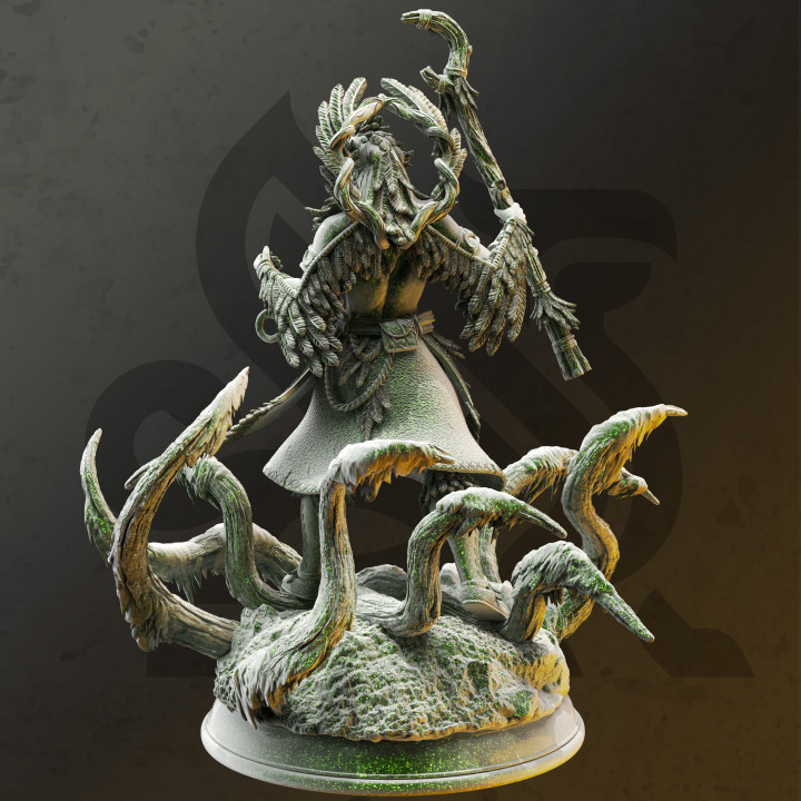 3D Printable Feathered Elven Arch Druid - Zarbaeth by DM Stash