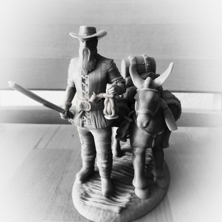 3D Printable Wild West Prospector with Mule by Rudolf Arendt