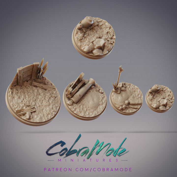 3D Printable Pirate Cove Base Pack (4pcs) by CobraMode