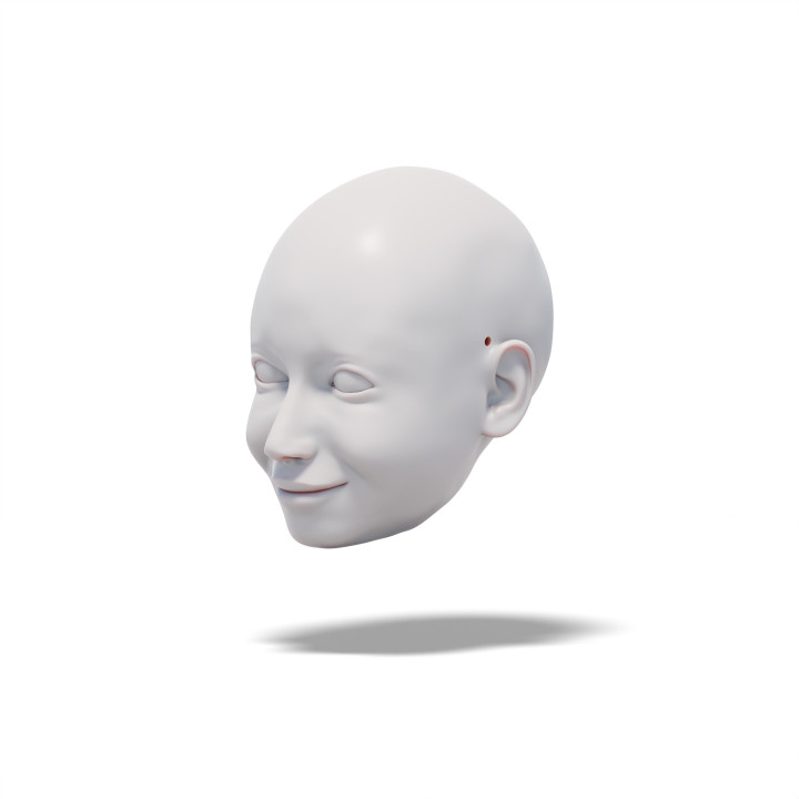 3D Printable Pretty Lady, 3D model of head (for doll, marionette ...