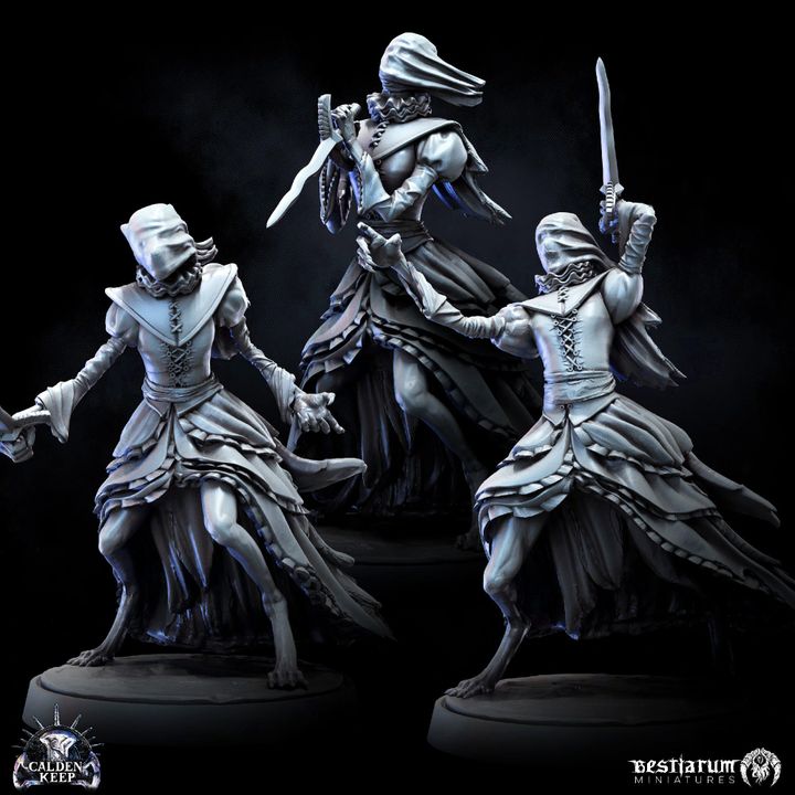 3D Printable Revenant Courtiers x3 by Bestiarum Miniatures