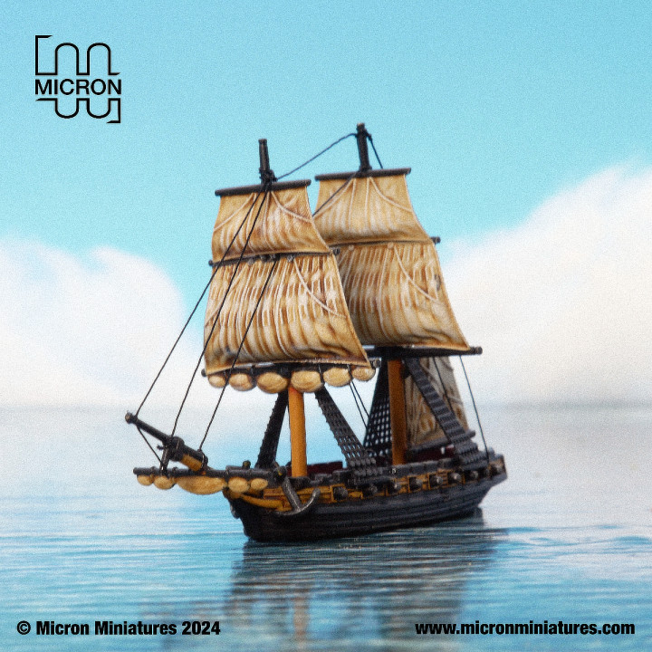 3D Printable Masts, Sails and Ratlines: Brig by Micron Miniatures