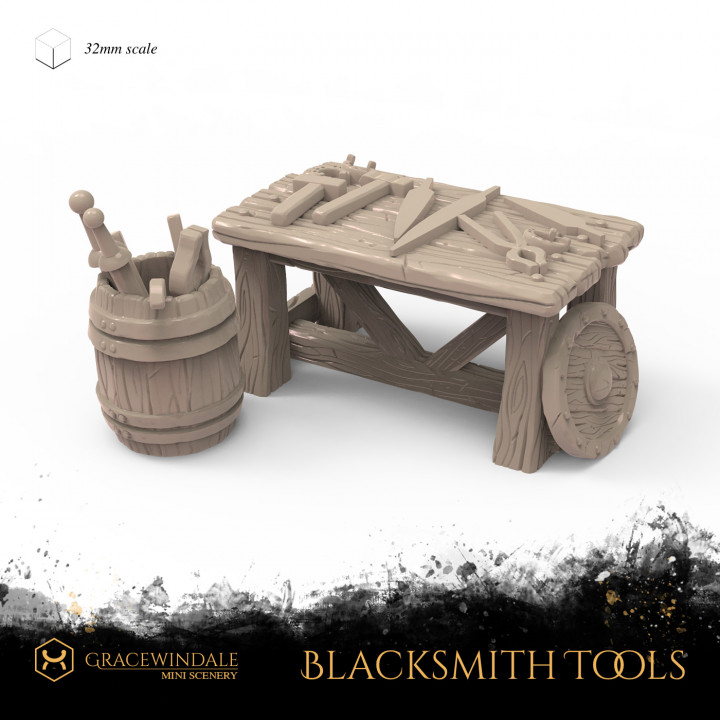 3D Printable Blacksmith Tools by Gracewindale Mini Scenery