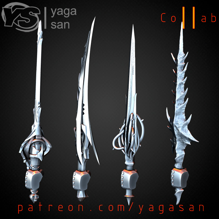 3D Printable Random Swords KitBASH PACK by Yaga San