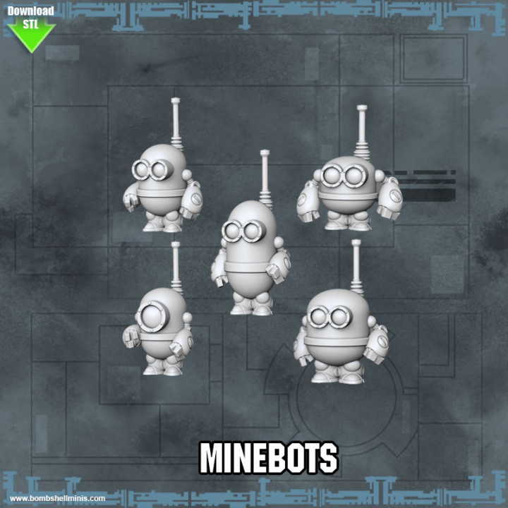 3D Printable MInE Bots by Bombshell Miniatures