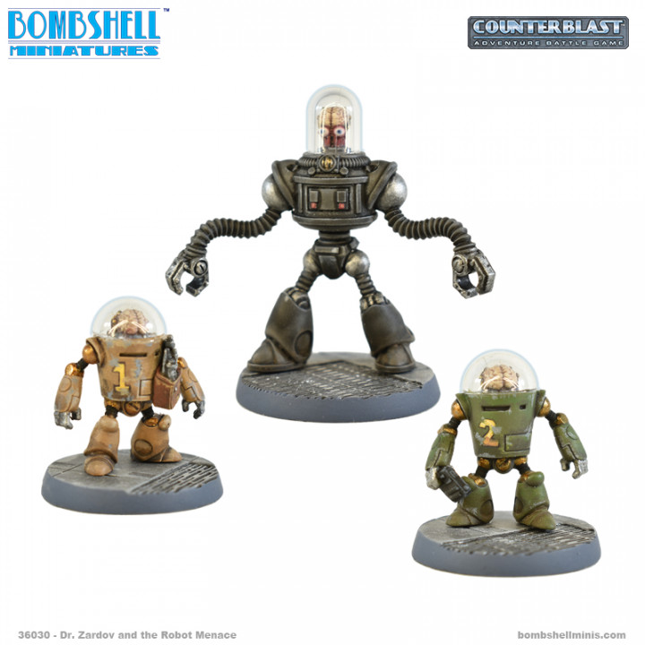 3D Printable Dr. Zardov & the Robot Menace by Bombshell Miniatures