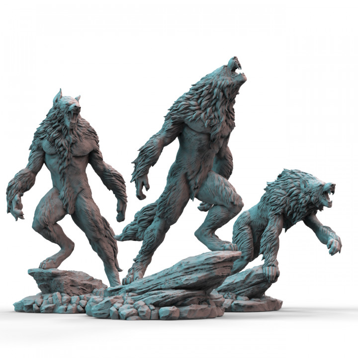 3D Printable Werewolves 2 (pre-supported) by Blue Giant Studios